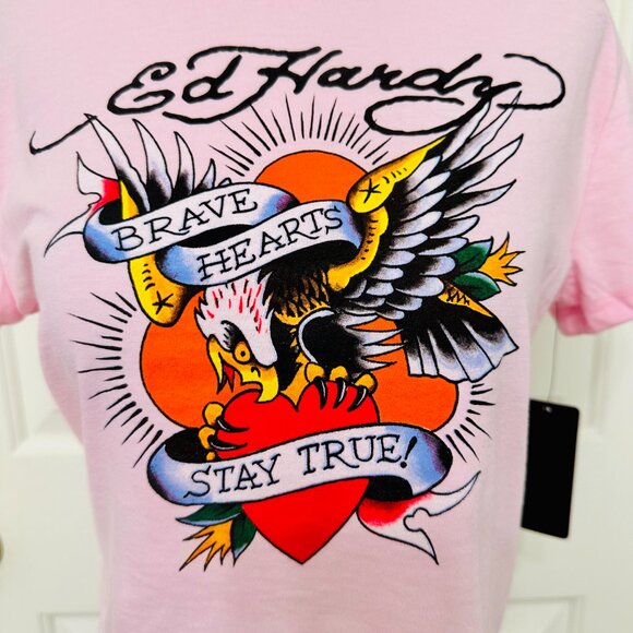 Ed Hardy | Tops | Ed Hardy Logo Retro Vibe Brave Hearts Stay True Eagle ...
